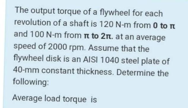 Solved The output torque of a flywheel for each revolution | Chegg.com