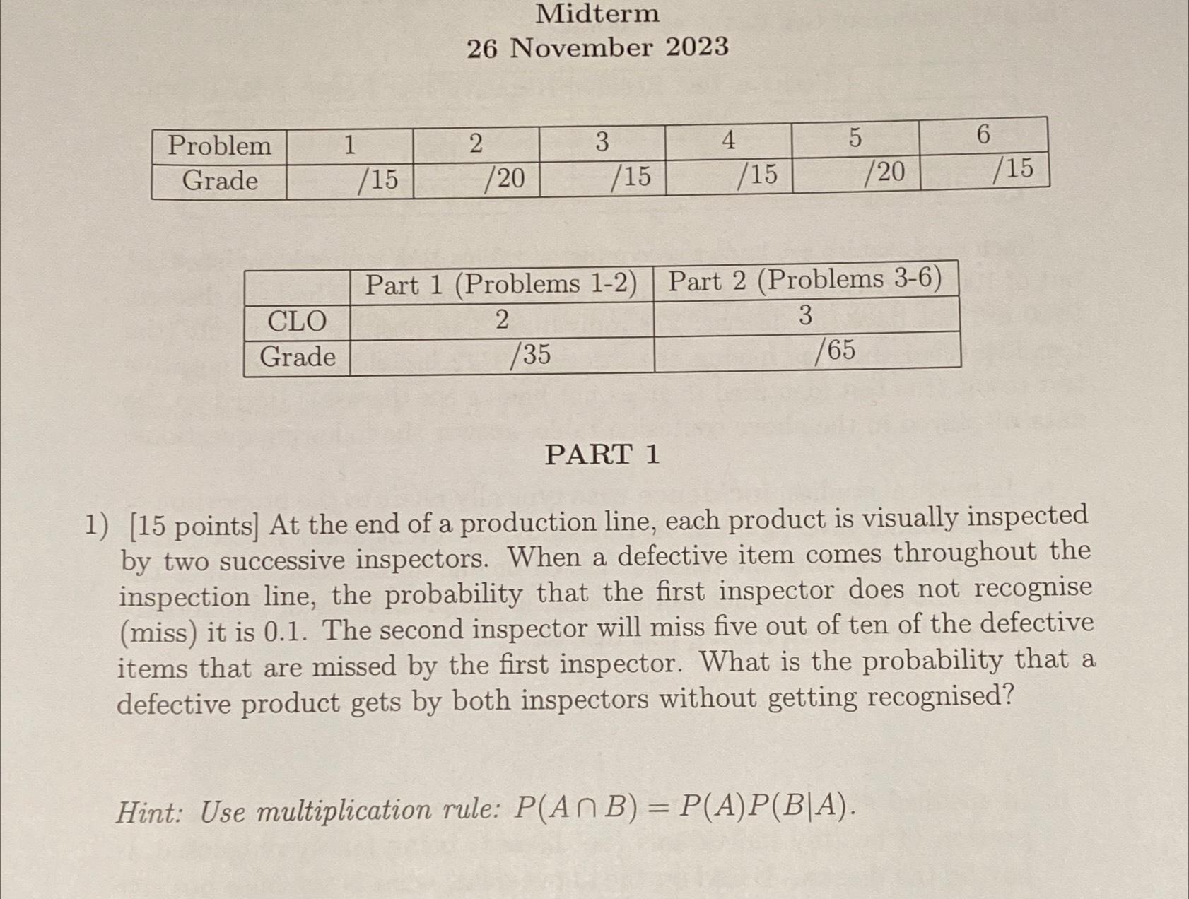 Solved \table[[Problem,1,2,3,4,5,6],[Grade,?15,?20,?15,?15,? | Chegg.com