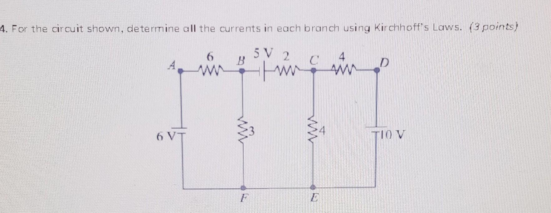 Solved For the circuit shown, determine all the currents in | Chegg.com