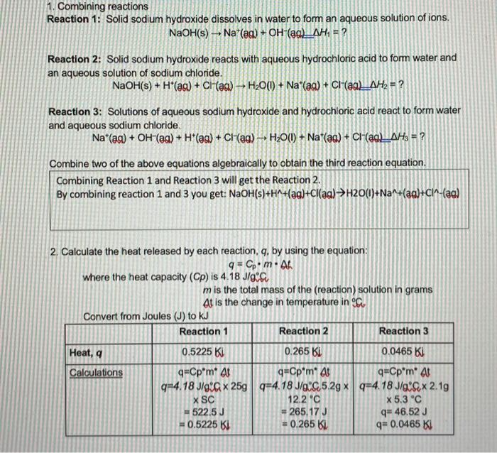 Solved 3. Find ΔH(ΔH=−a) 4. Calculate moles of NaOH used in | Chegg.com