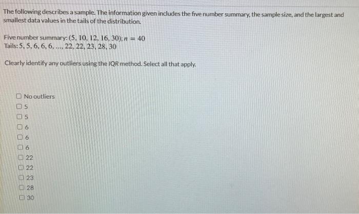 Solved The following describes a sample. The information | Chegg.com