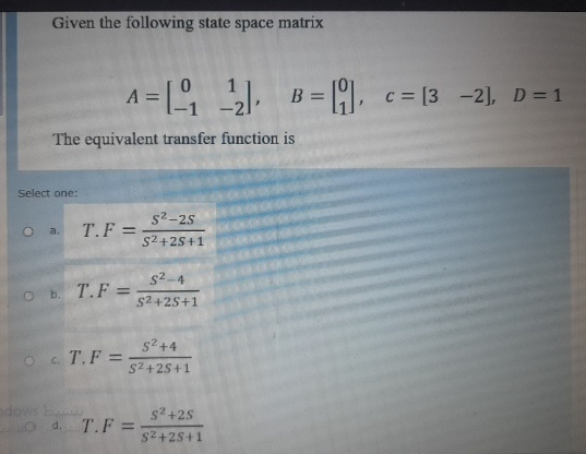 Solved Given the following state space | Chegg.com