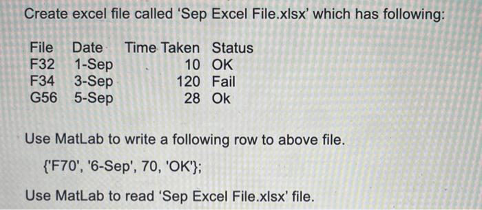 Create excel file called 'Sep Excel File.xlsx' which | Chegg.com