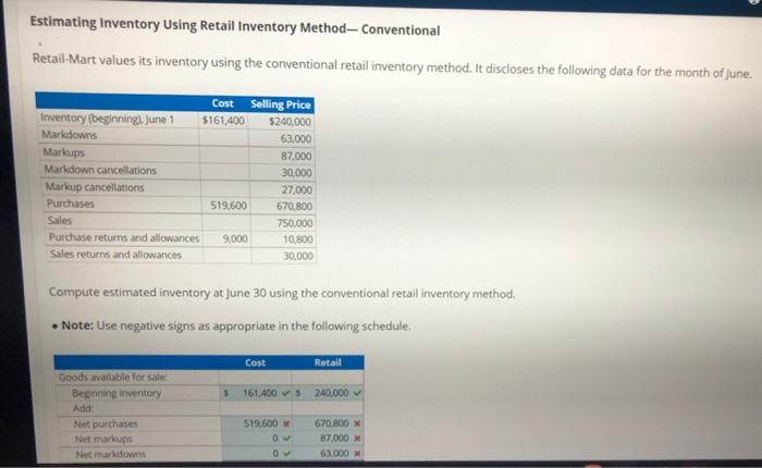 Solved Estimating Inventory Using Retail Inventory Method- | Chegg.com