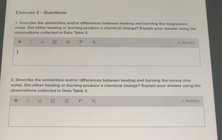 Solved Exercise 2 - Questions 1. Describe the similarities | Chegg.com