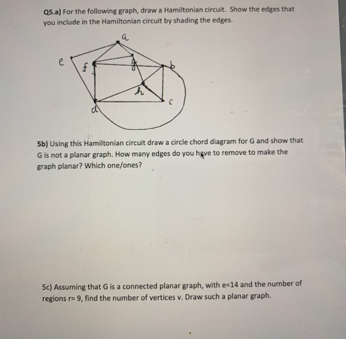 Solved Q5.a) For the following graph, draw a Hamiltonian | Chegg.com