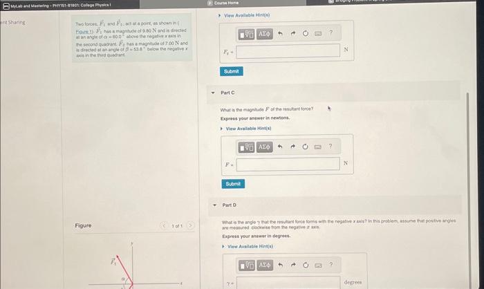 Solved the second quavare F2 hus a magptude of 760 N and | Chegg.com