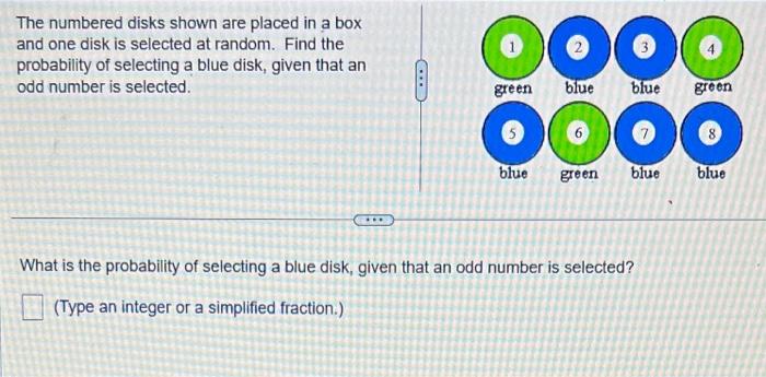 Solved The numbered disks shown are placed in a box and one | Chegg.com