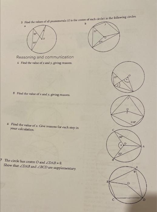Solved Reasoning and communication 4 Find the value of x and | Chegg.com