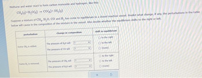 Solved Methane and water react to form carbon monoxide and | Chegg.com