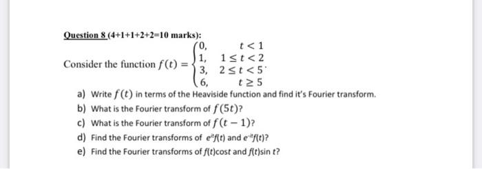 Solved Question 8(4+1+1+2+2=10 marks): Consider the function | Chegg.com