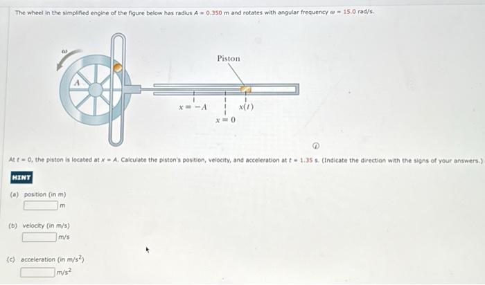 Solved The wheel in the simplified engine of the figure | Chegg.com