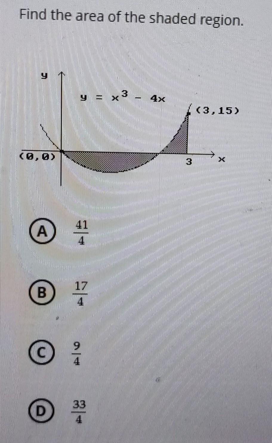 Solved Find the area of the shaded region. (A) 441 B) 417 | Chegg.com