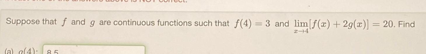 Solved Suppose that f ﻿and g ﻿are continuous functions such | Chegg.com