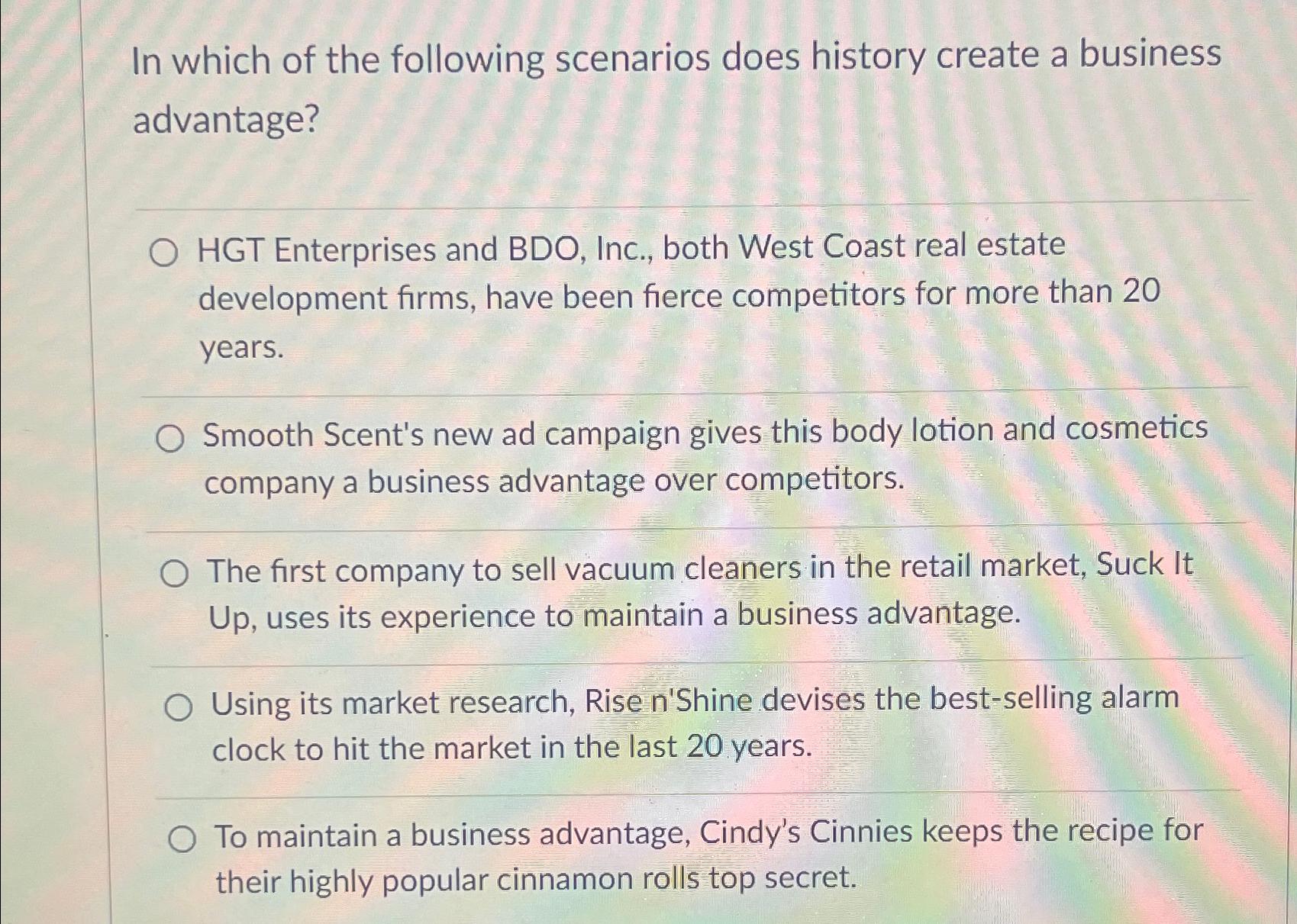 Solved In which of the following scenarios does history | Chegg.com