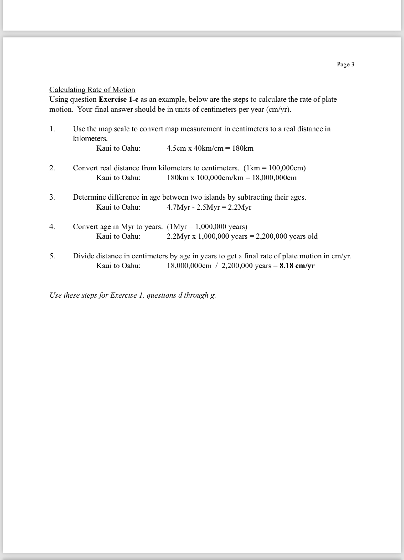 Solved Page 3Calculating Rate of MotionUsing question | Chegg.com