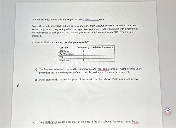 Solved LAB Bar Graphs, Side-by-Side Bar Graphs and Pie | Chegg.com