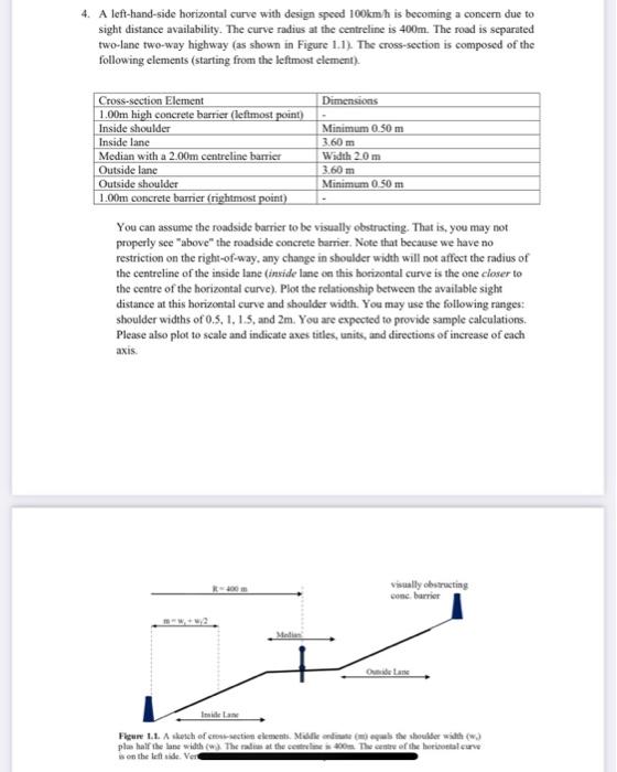 4 A Left Hand Side Horizontal Curve With Design