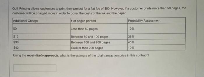 Solved Quill Printing allows customers to print their | Chegg.com