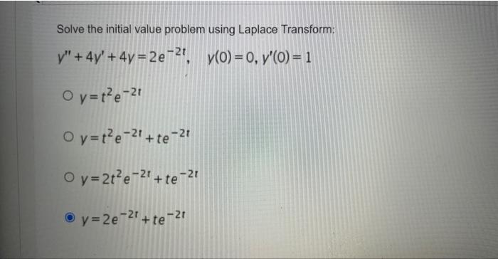 Solved Solve the initial value problem using Laplace | Chegg.com