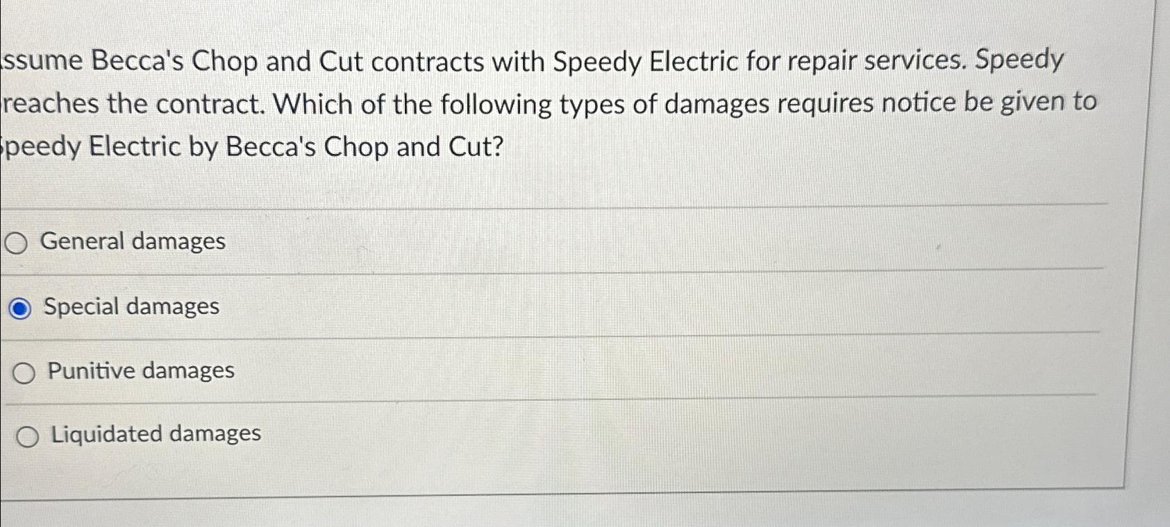 Solved ssume Becca's Chop and Cut contracts with Speedy | Chegg.com
