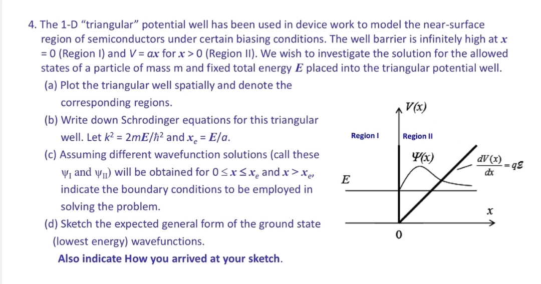 The 1-D "triangular" potential well has been used in | Chegg.com