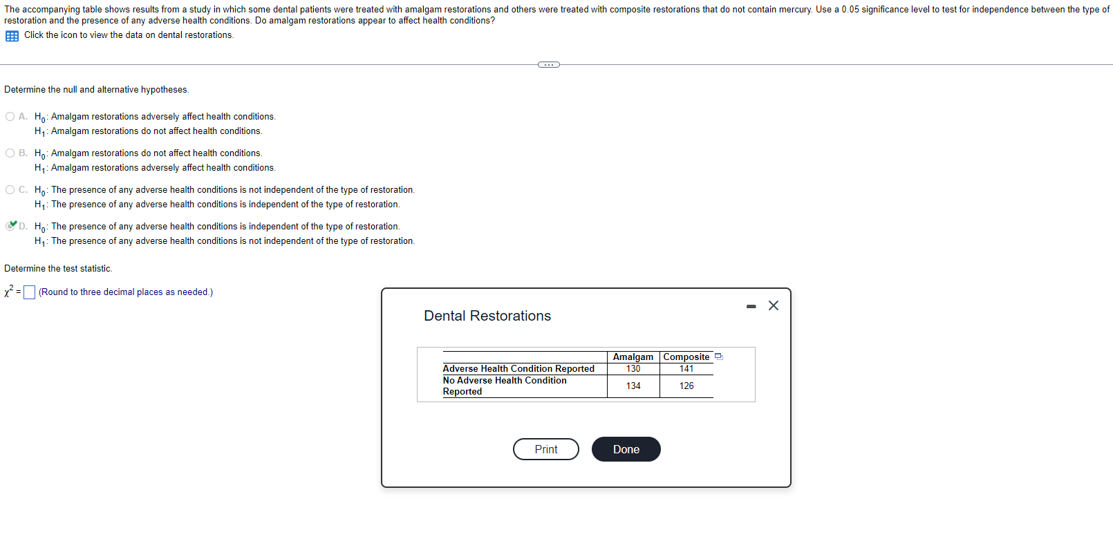Solved restoration and the presence of any adverse health | Chegg.com