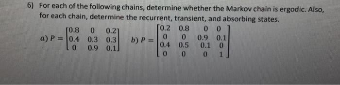 Solved 6) For each of the following chains, determine | Chegg.com