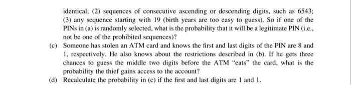 Solved An ATM personal identification number (PIN) consists | Chegg.com