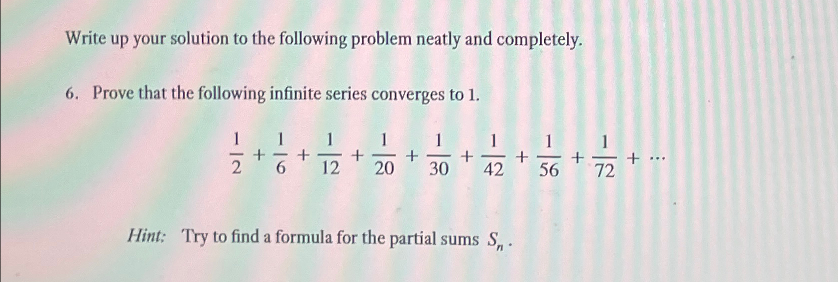 Solved Write up your solution to the following problem | Chegg.com