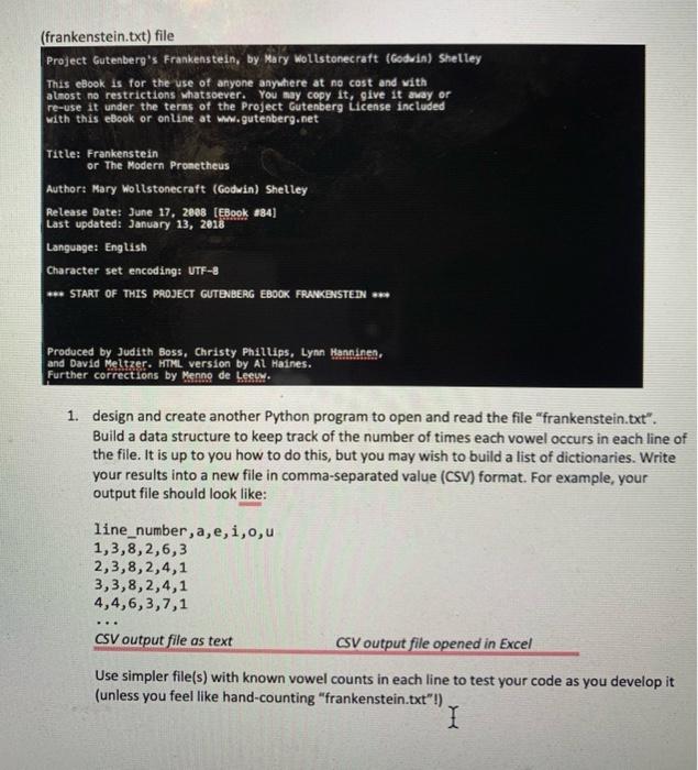 Solved (frankenstein.txt) file Project Gutenberg's | Chegg.com