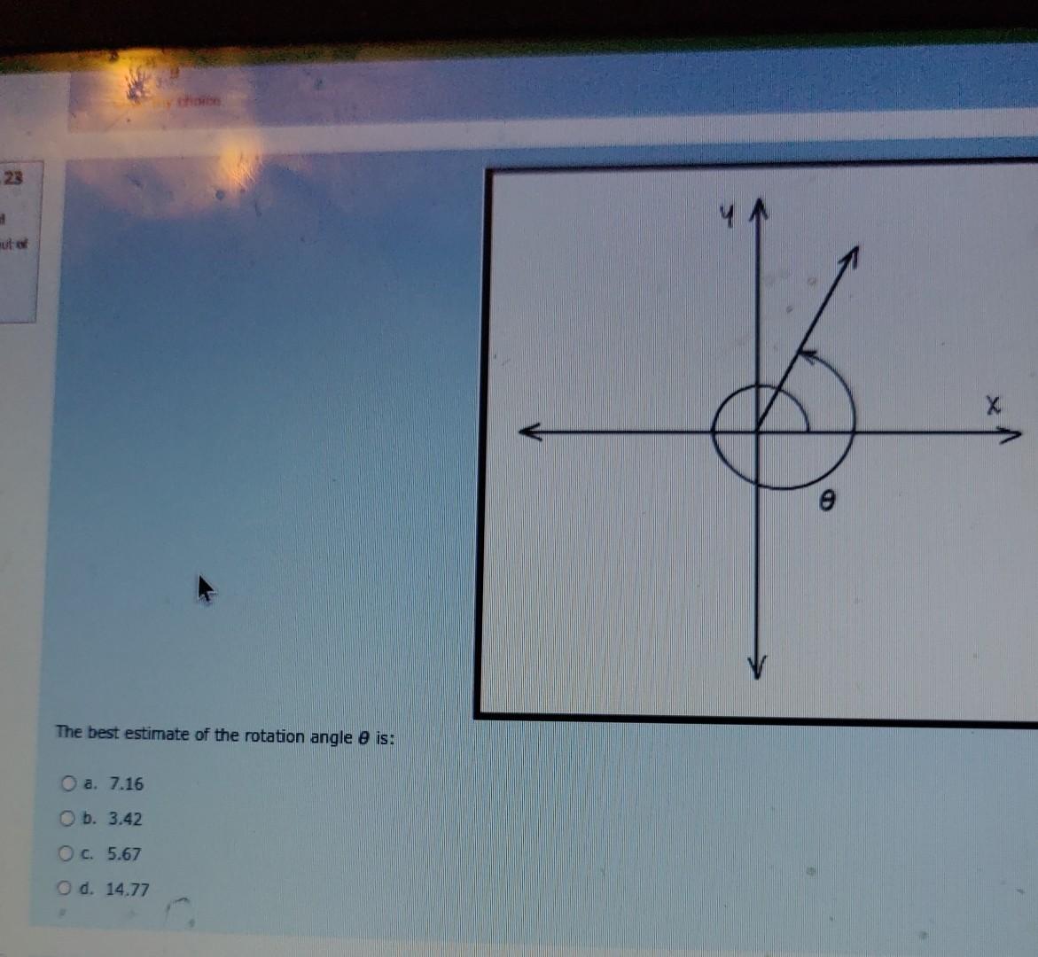 Solved The best estimate of the rotation angle θ is: a. 7.16 | Chegg.com