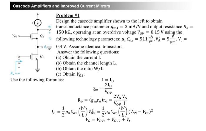 Solved Cascode Amplifiers and Improved Current Mirrors | Chegg.com