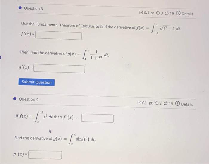 Solved f′(x)= Then, find the derivative of g(x)=∫4x1+t31dt. | Chegg.com