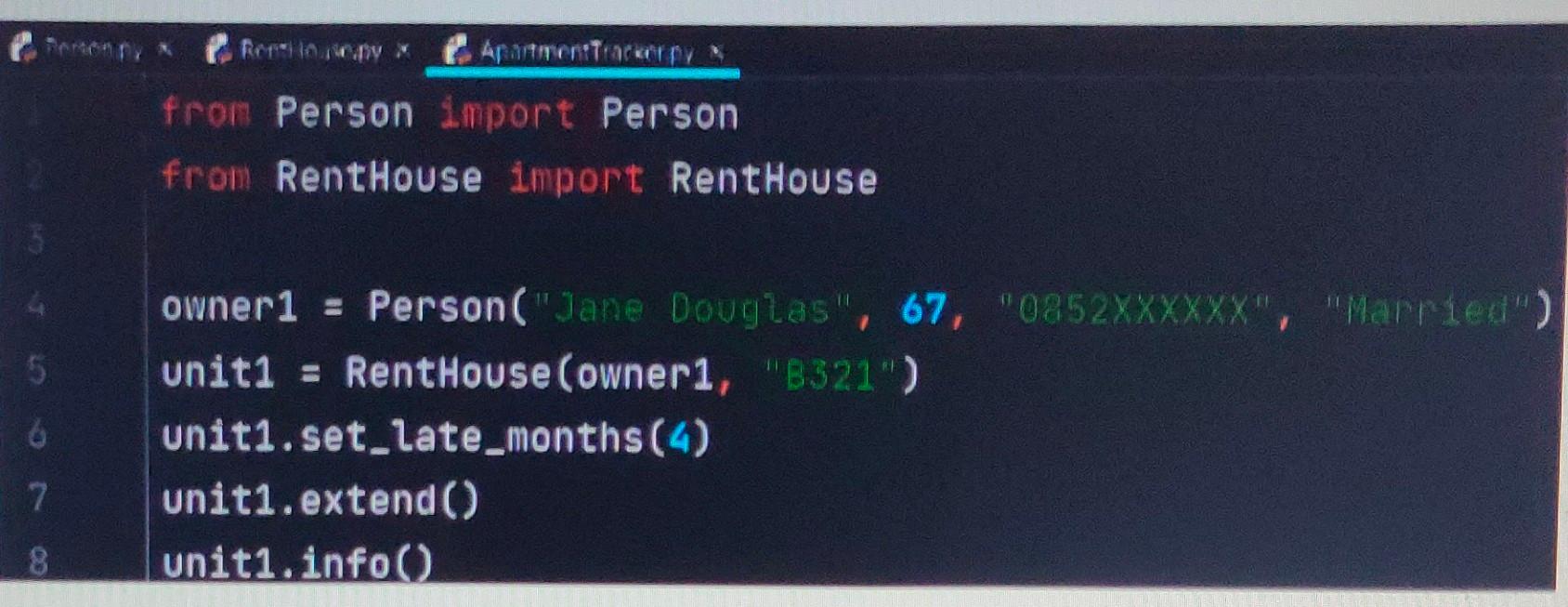 Solved For RentHouse class, please note the following | Chegg.com