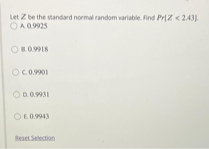 Solved Let Z be the standard normal random variable. Find | Chegg.com
