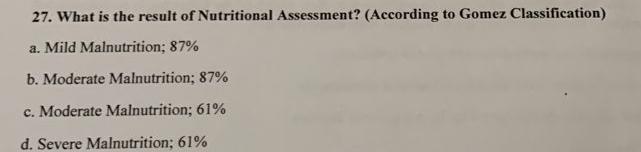 Solved What is the result of Nutritional Assessment? | Chegg.com