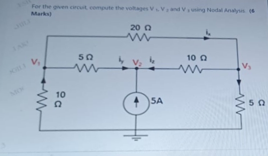 Solved For the given circuit, compute the voltages V1,V2 | Chegg.com