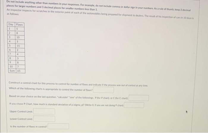Solved Do not include anything other than numbers in your | Chegg.com