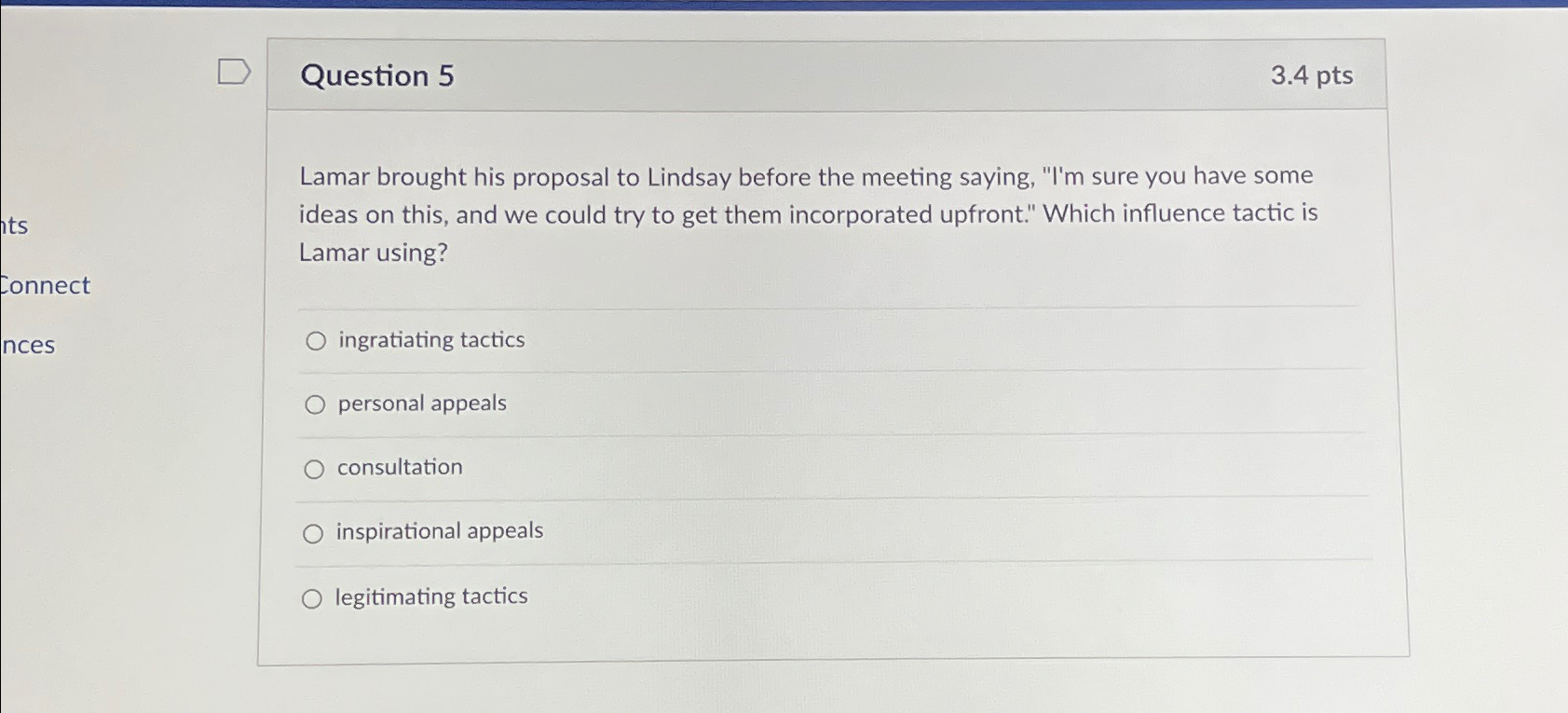 Solved Question 53.4ptsLamar brought his proposal to Lindsay | Chegg.com