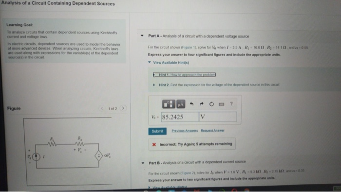 Solved Analysis of a Circuit Containing Dependent Sources | Chegg.com