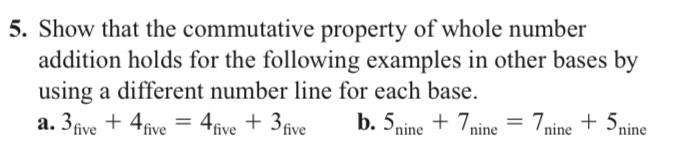 Solved 5. Show that the commutative property of whole number | Chegg.com