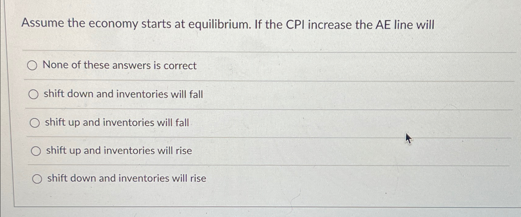 Solved Assume the economy starts at equilibrium. If the CPI | Chegg.com