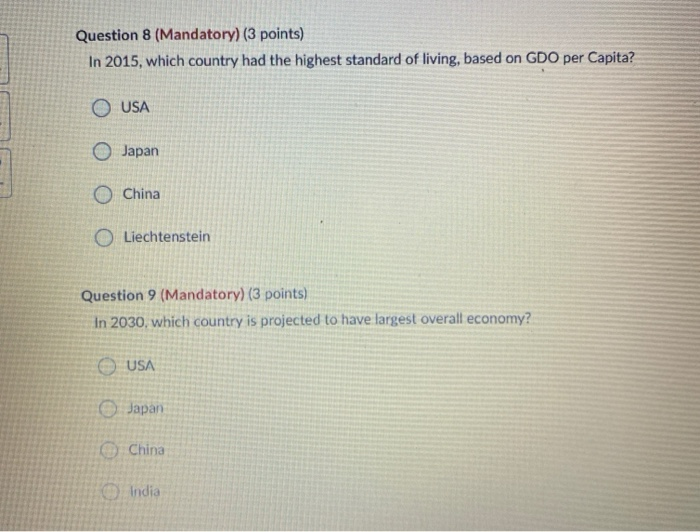 Solved Question 8 (Mandatory) (3 points) In 2015, which | Chegg.com