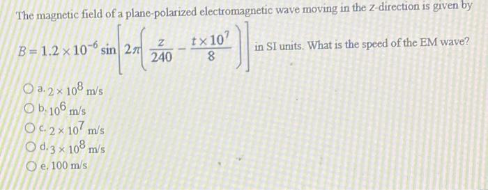 Solved The magnetic field of a plane-polarized | Chegg.com
