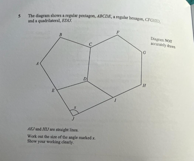 Solved 5 ﻿The diagram shows a regular pentagon, ABCDE, a | Chegg.com