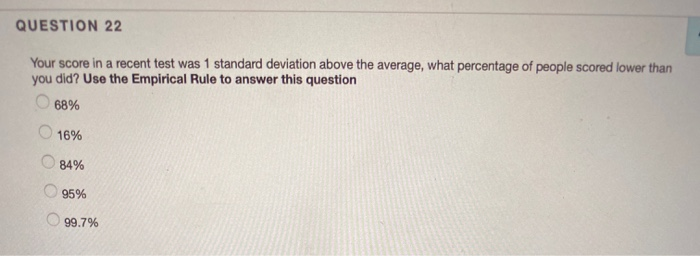 Solved QUESTION 22 Your score in a recent test was 1 | Chegg.com