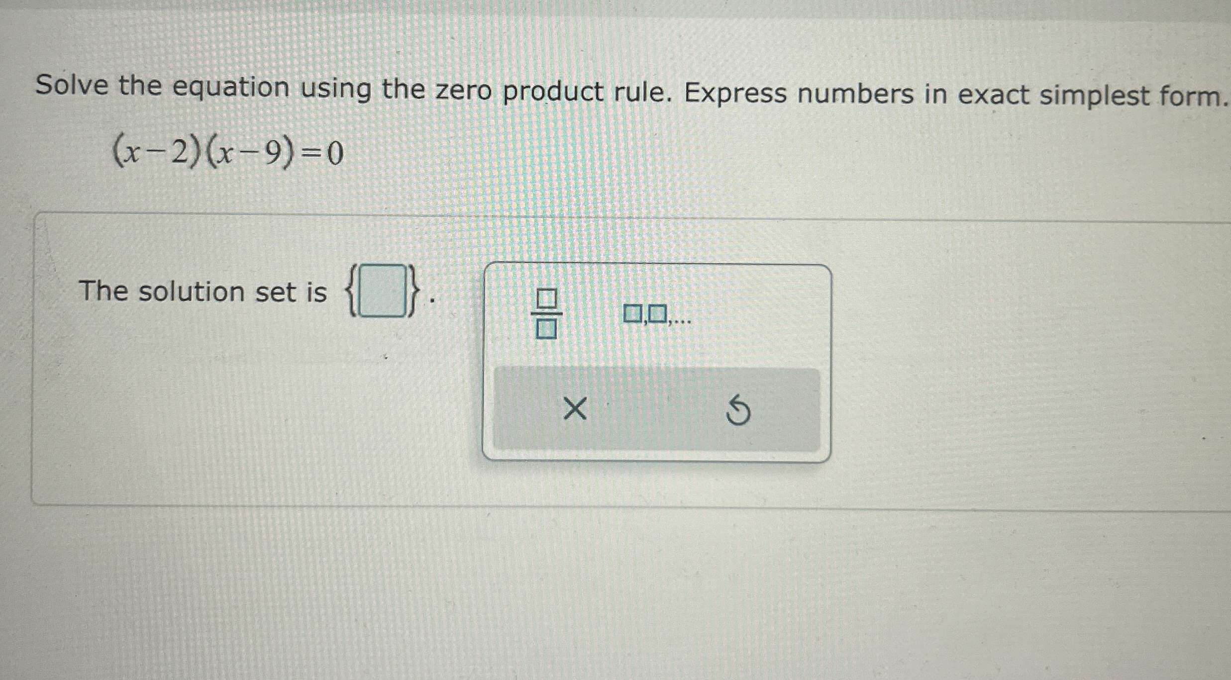 Solved Solve the equation using the zero product rule. | Chegg.com ...