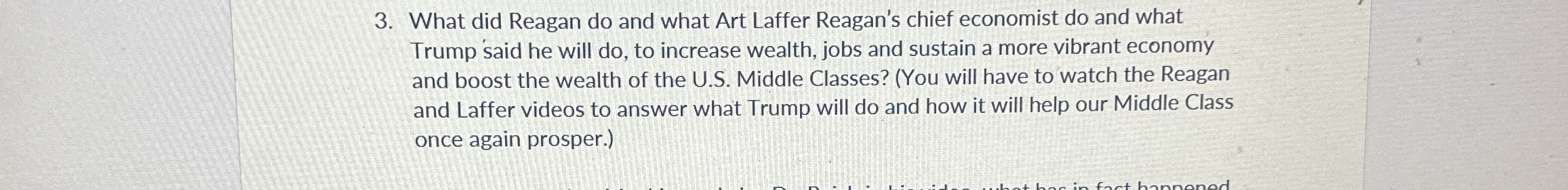 Solved What did Reagan do and what Art Laffer Reagan's chief | Chegg.com