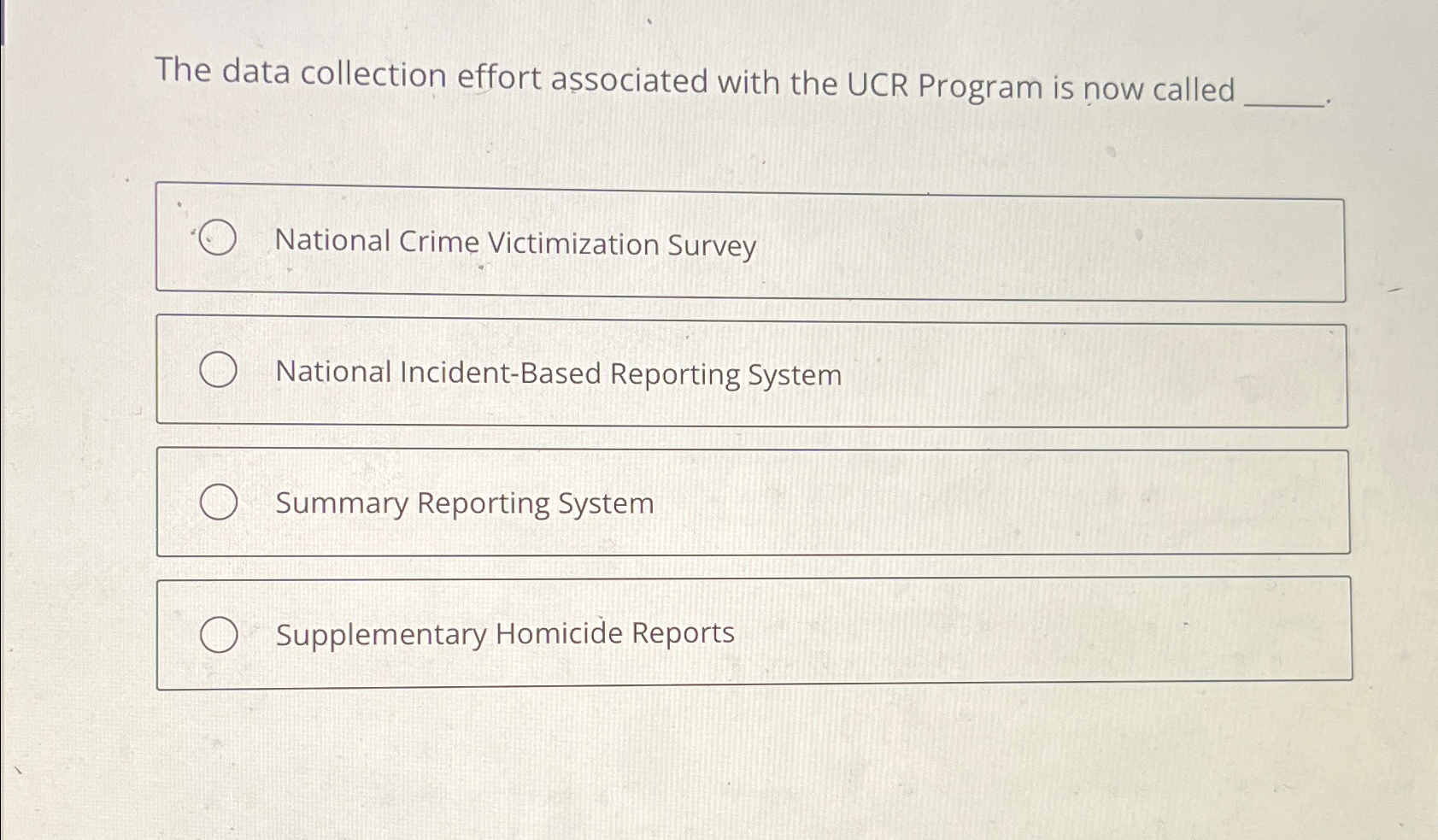 Solved The data collection effort associated with the UCR | Chegg.com